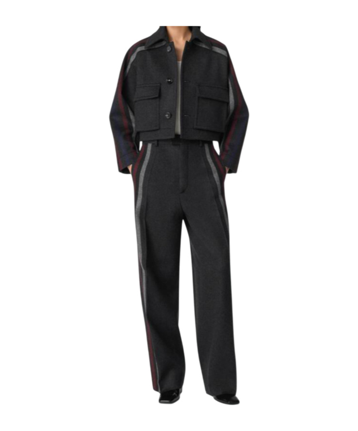 BOTTEGA VENETA Bottega Veneta High Waist Wide Leg Pants with Side Stripes